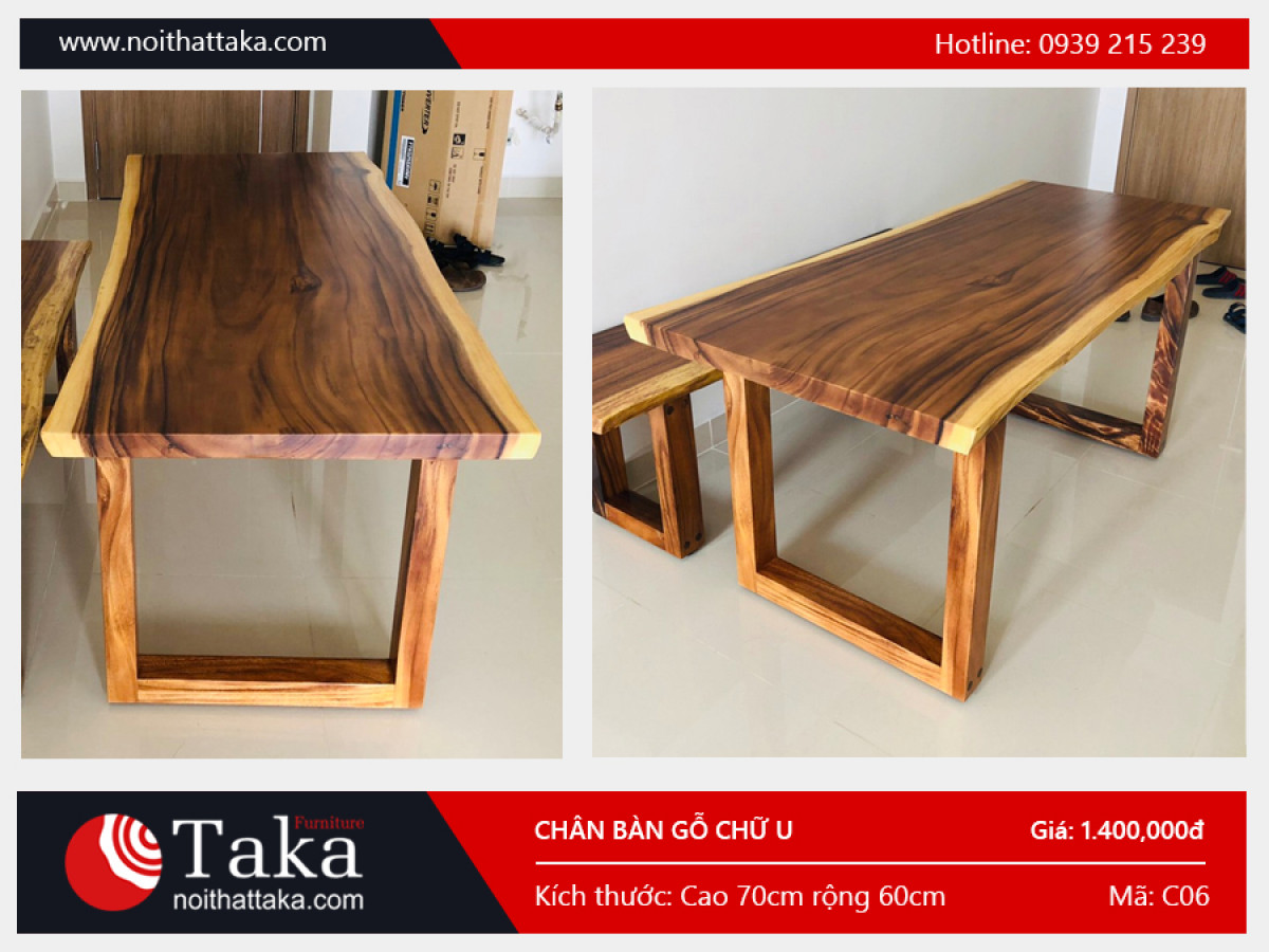 U-shaped wooden table legs - TAKA Furniture - Solid wooden table | Bắc Mỹ Unique