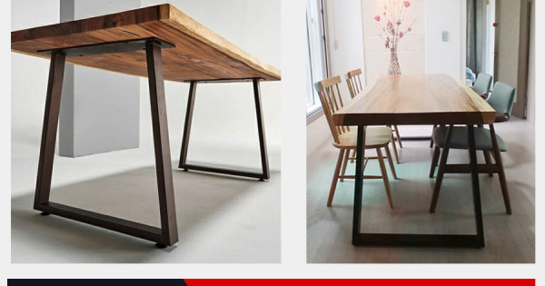 4x8 trapezoidal box iron table legs - TAKA Furniture - Solid wooden ...