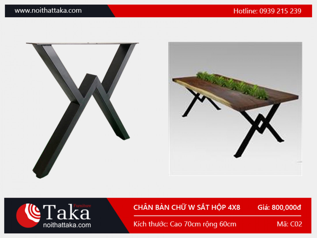 W-shaped 4x8 box iron table legs - TAKA Furniture - Solid wooden table ...