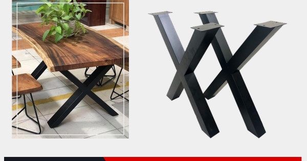 X-shaped 4x8 box iron table legs - TAKA Furniture - Solid wooden table ...